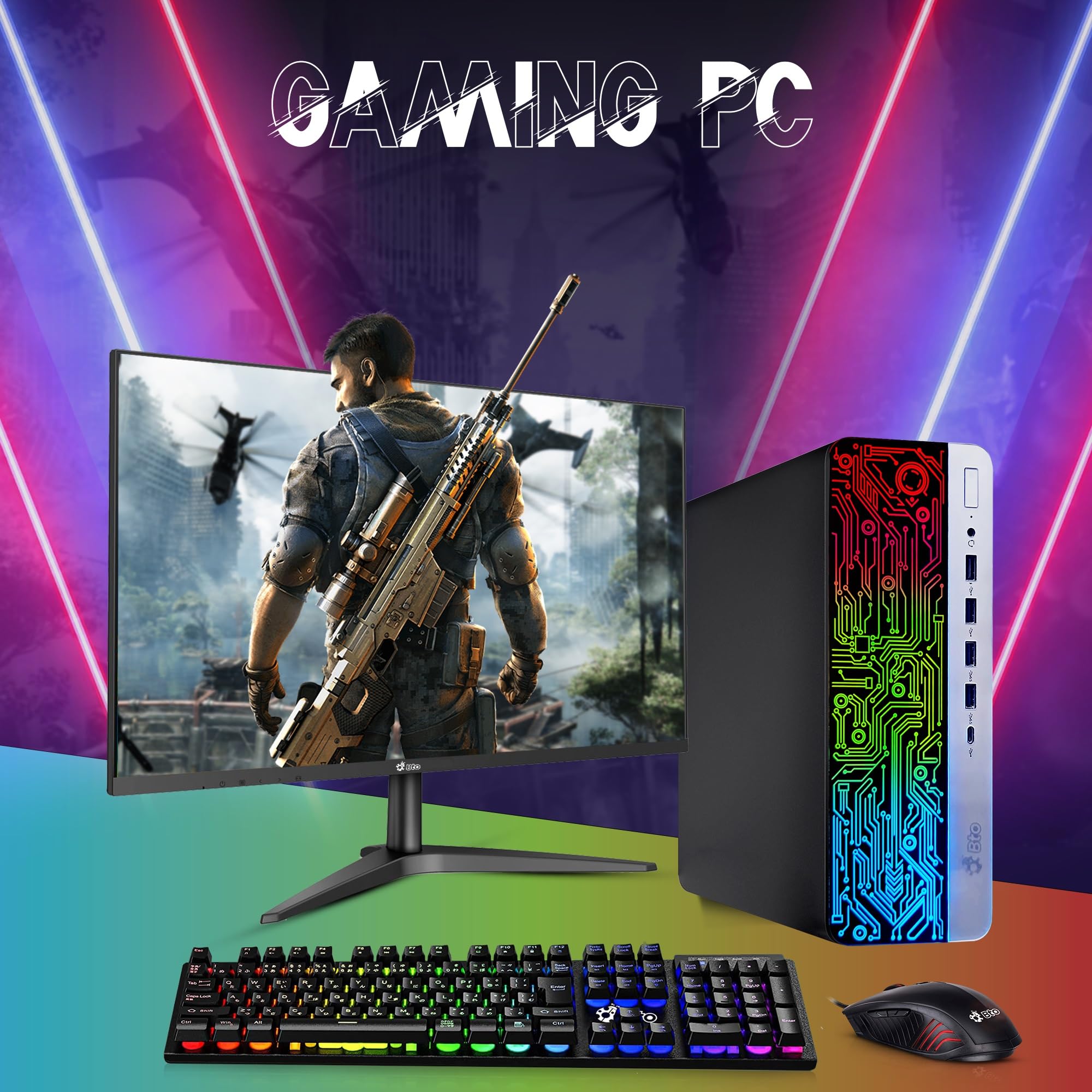 HP RGB Gaming Desktop PC Bundle - Intel Core i7 6th Gen, 16GB DDR4 Ram, 512GB SSD, Radeon RX - 550 4GB GDDR5, New 24 Inch Monitor - Prebuilt Gaming Computer, RGB Set - Windows 10 Pro (Renewed)