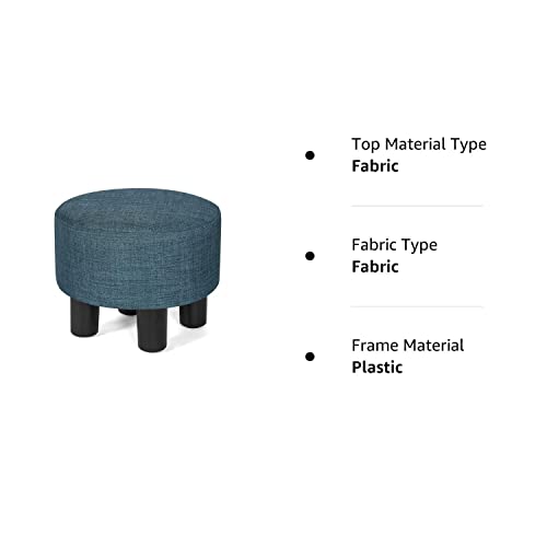 Joveco Small Footstools, Linen Ottomans Round Footrest Stool, Under Desk Upholstered Foot Stools with Plastic Legs, 10" H Mini Ottoman Sofa Stool for Couch, Bedside, Living Room