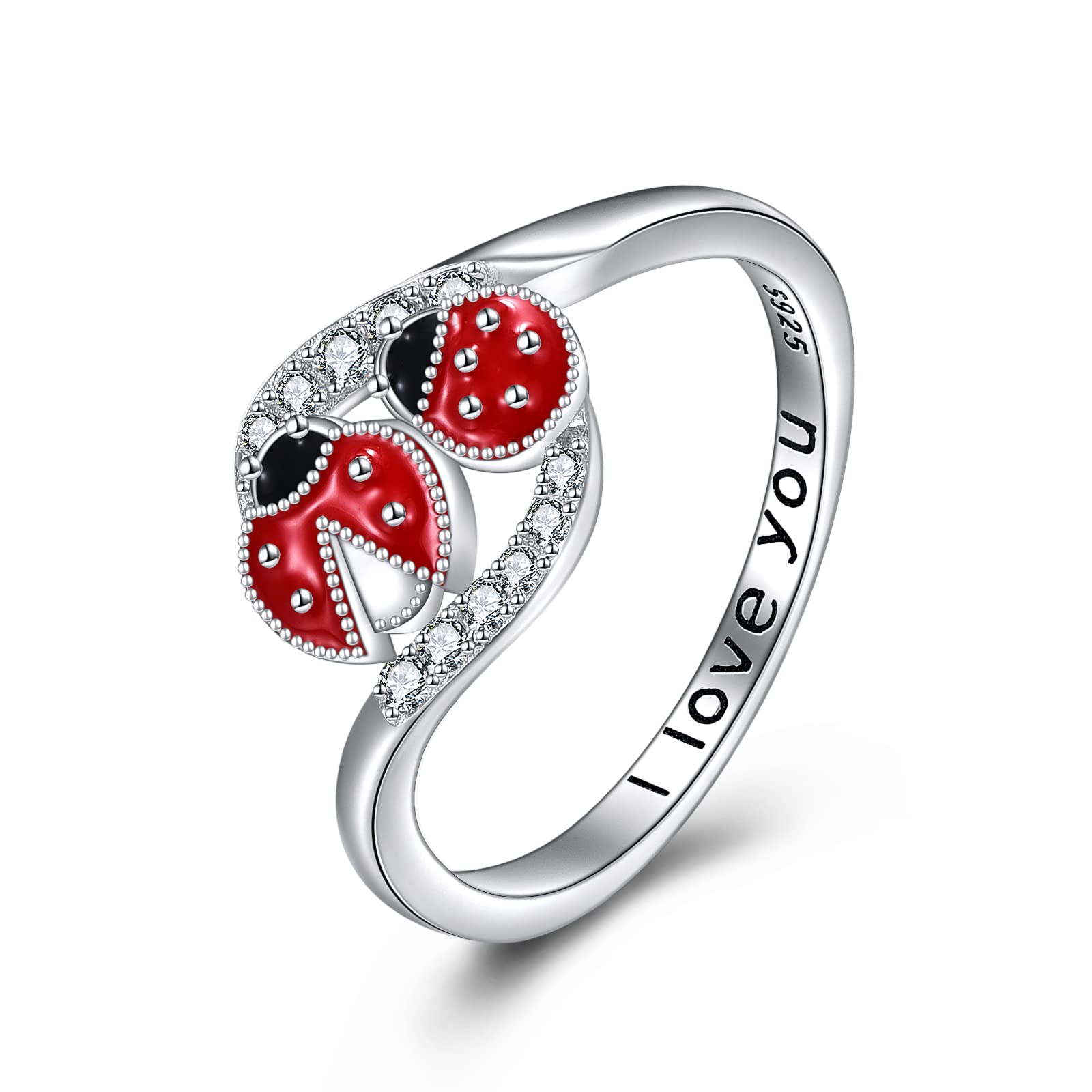 Ladybug Ring for Women 925 Sterling Silver Ladybug Jewelry Gifts -8