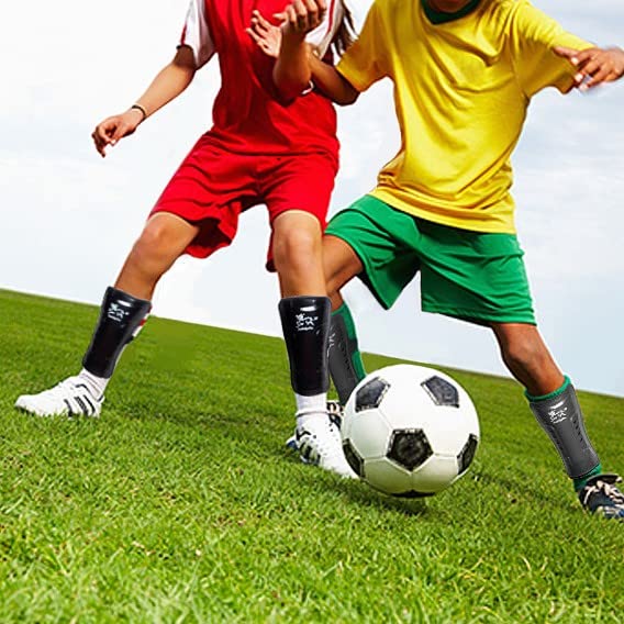 Jadekylin 1 Pair of Youth Soccer shin Guards with Socks for Ages 4-8 (Black + Socks, 6 inch)