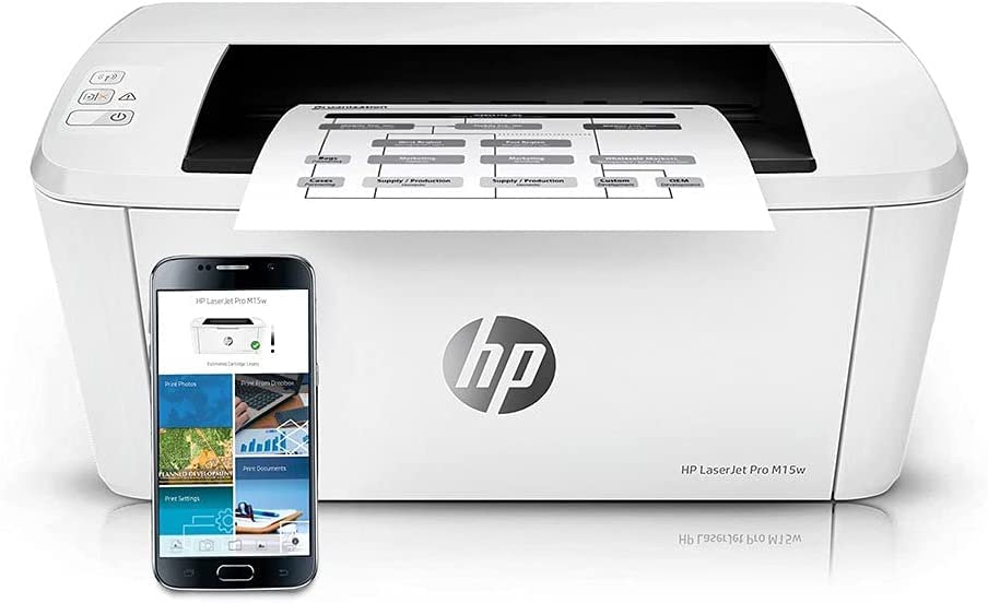 HP Laserjet Pro M15 w Single-Function Wireless Monochrome Laser Printer for Office - Print Only - 19 ppm, 600 x 600 dpi, 8.5" x 11" Letter, 150-sheet Capacity, Compatible with Alexa