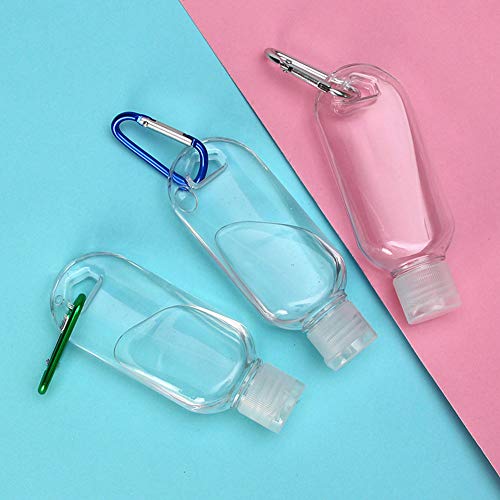 HATTIE 50Pack Travel Plastic Clear Keychain Bottles 50ml/2oz Portable Leakproof Squeeze Small Bottles With Flip Cap Refillable Empty Containers for Lotion Soap Toiletry
