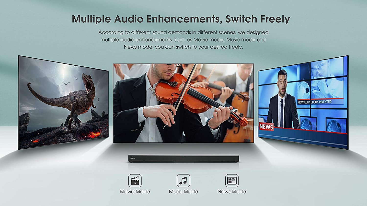 Hisense 85H6570G 85-Inch 4K Ultra HD Android Smart TV with Alexa Compatibility (2020) 2.0 Channel Sound Bar Home Theater System with Bluetooth (Model HS205)