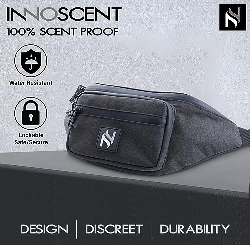 INNOSCENT SMELL PROOF Bum Bag Crossbody Bag Adjustable Waist Bag Backpack -COMBINATION LOCK- For Working Commuting Traveling (Dark Grey)