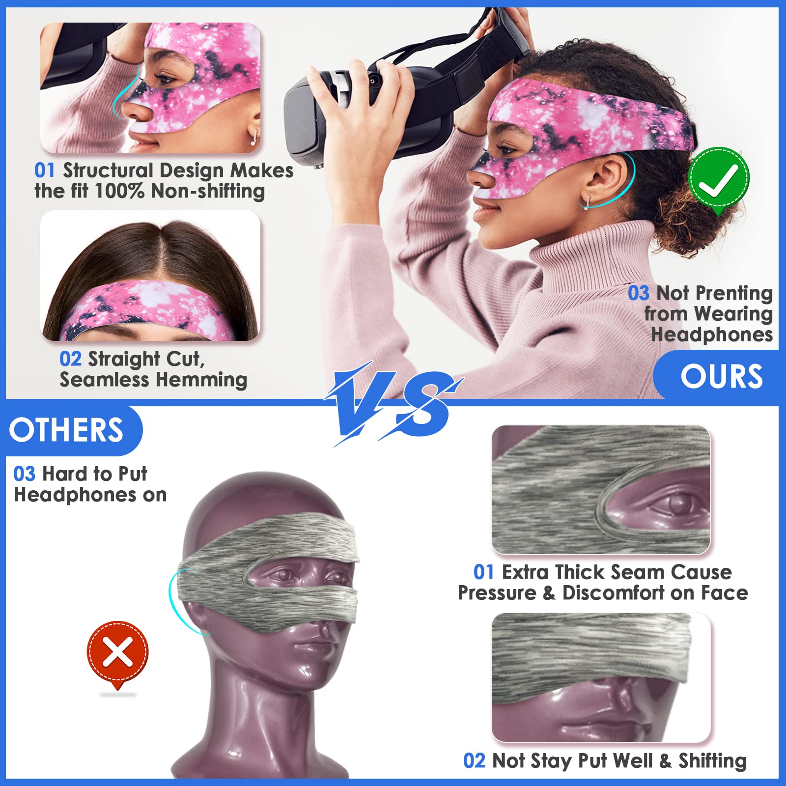 KKSQ VR Sweat Band for Oculus Quest 2 Accessories VR Sweat Guard Breathable VR Face Mask Cover for Oculus Quest 2, Men& Women