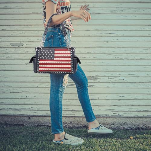 Montana West Patriotic Wallets for Women American Flag Clutch Wallet Leather Small Purses with Silver Studs Navy US04-W003NY