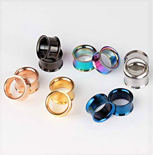 HISHION 12pcs Stainless Steel Tunnels for Ears Gauges 6g-20mm Screw Fit Double Flared Expander Set for Women Men Body Piercing Jewelry(6mm 2G)