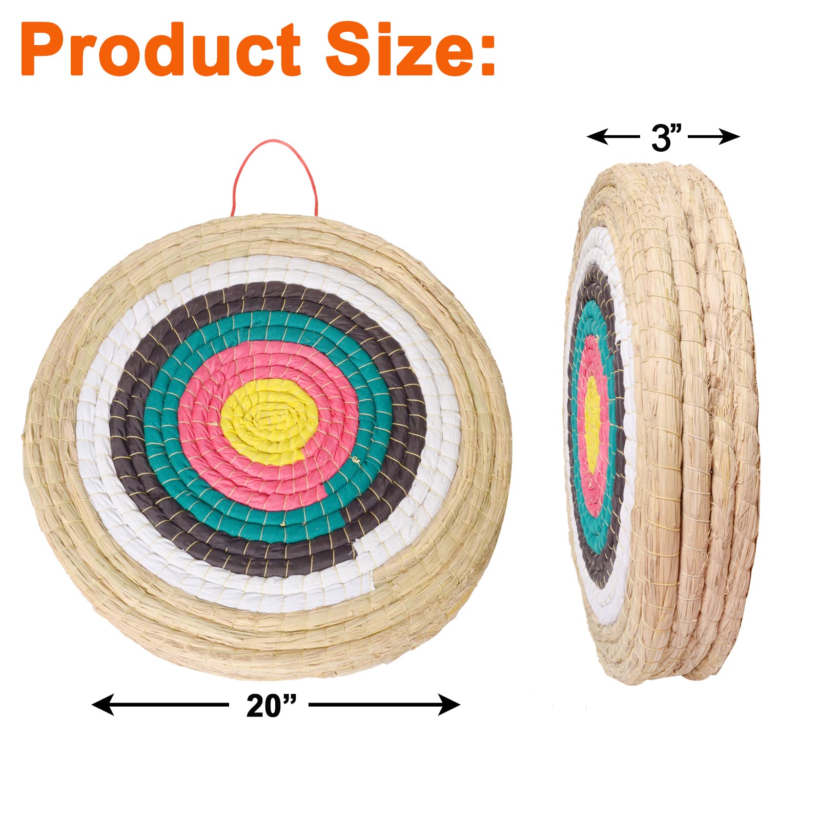 KQSNBG Traditional Straw Archery Target 4 Layers 20 inch - Hand Made Round Solid Straw Archery Targets，Archery Arrow Target for Outdoor Shooting Practice