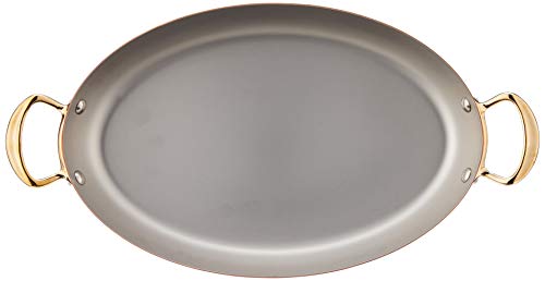 Mauviel M'150 B 1.5mm Polished Copper & Stainless Steel Oval Pan With Brass Handles, 13.8-in, Made in France