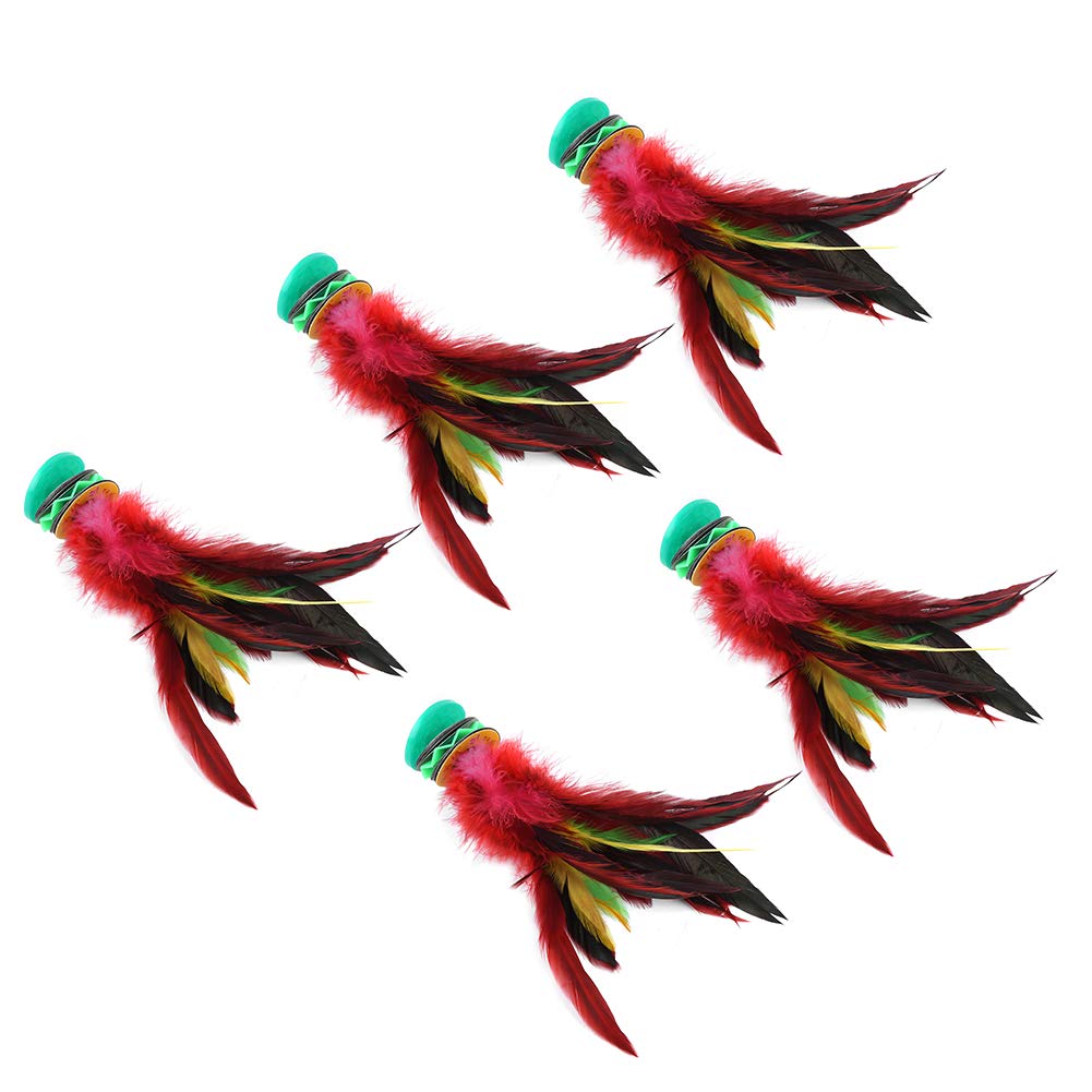 LAIONTY Chinese Manual Traditional Feather Shuttlecock, Color Kicking Shuttlecock for Foot Exercise