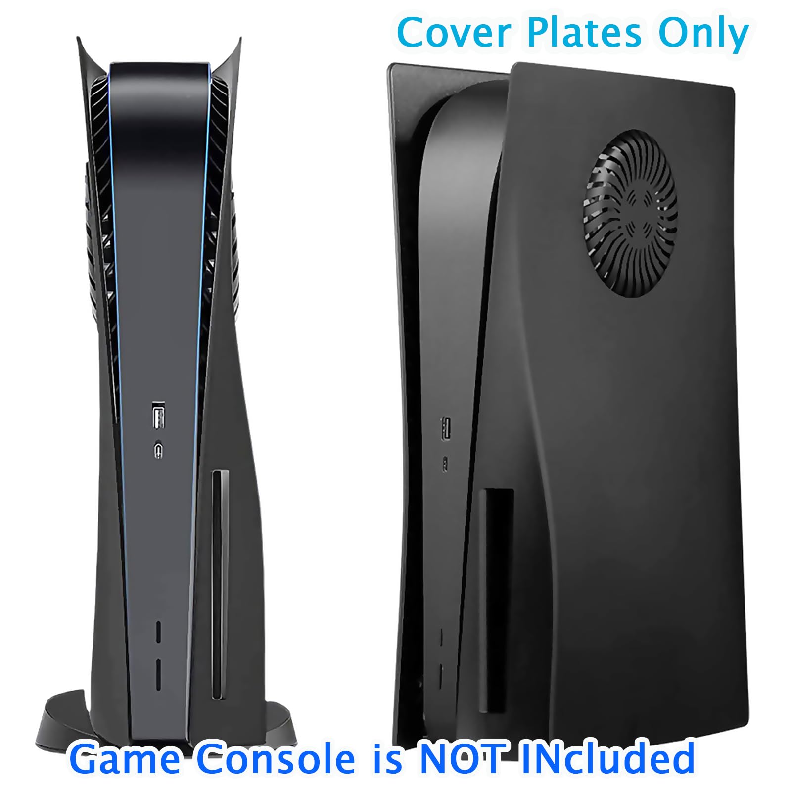 New for PS5 Faceplate Cover Plates with Cooling Window Black Replacement, Compatible with for PlayStation 5 Disc Edition Consoles, DIY Frosted Face Plate Protective Shell + Dust-proof Mesh