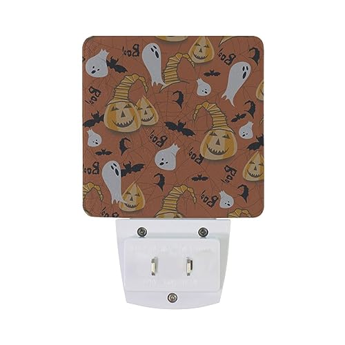 JSTEL Halloween Pumpkin Night Lights Plug into Wall Decorative Dusk to Dawn,Halloween Ghost Night Light Plug in,LED Nightlights for Bedroom Bathroom Kitchen Hallway Stairs
