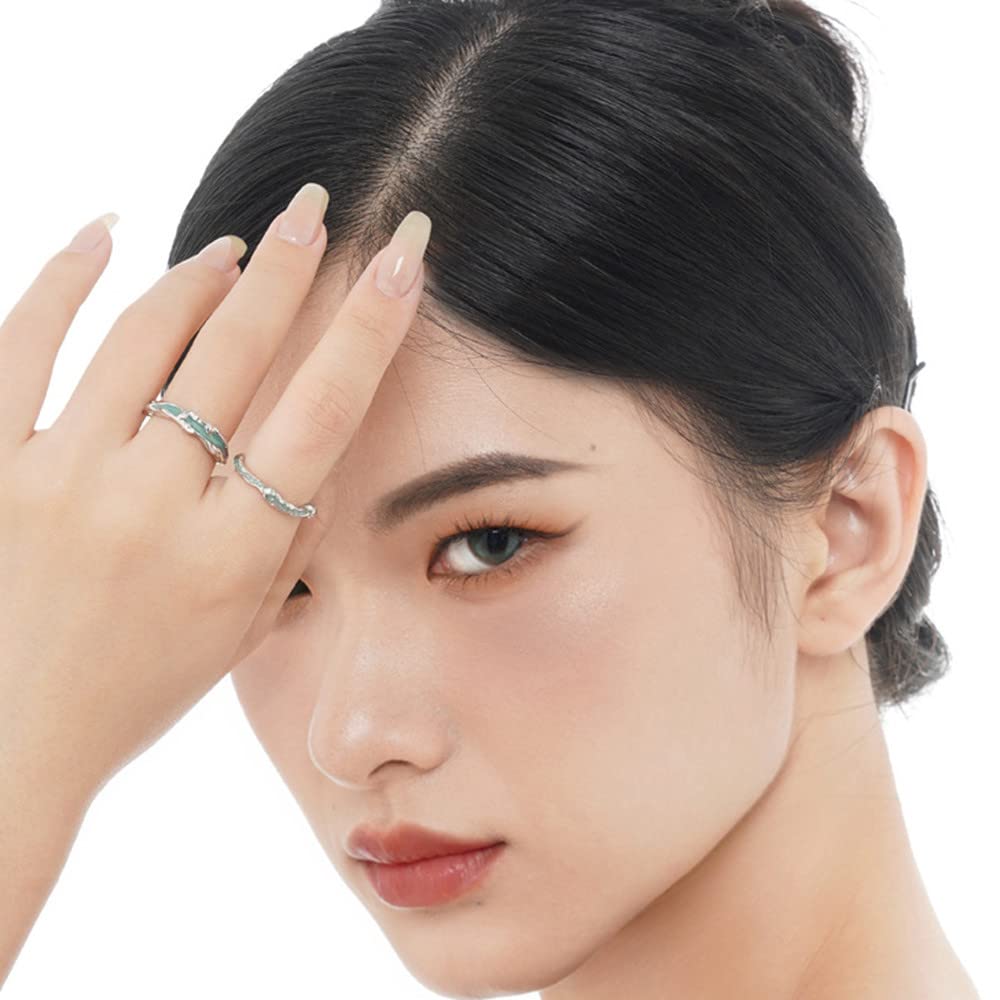 Lake Blue Drop Glaze Tassel 925 Sterling Silver Statement Rings Irregular Adjustable Ring Eternity Band For women Teen Girls Blue