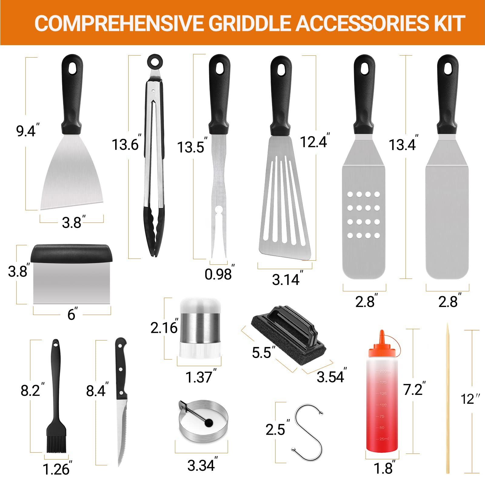 Griddle Accessories Kits for Blackstone,126 Pcs Flat Top Grill Accessories Tools Set for Outdoor Grill Blacsktone Teppanyaki Hibachi BBQ-with Gift Box