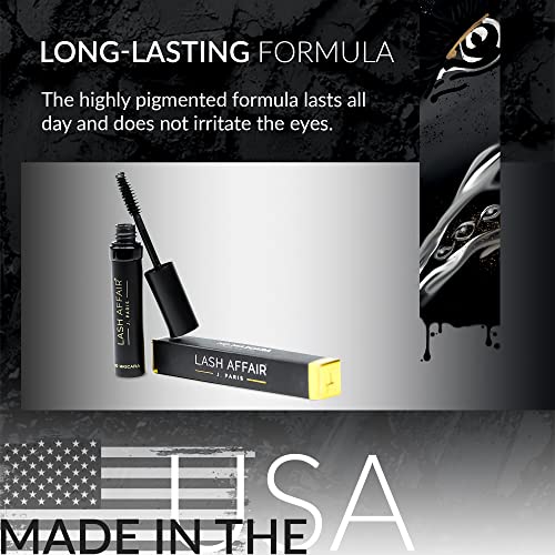 Lash Affair Eyelash Mascara Eyelash Extensions Safe, Black Liquid Lash Extensions Bottom Lash Mascara for False Lashes, Highly Pigmented, Long Lasting, Non-Flakey, Cruelty-Free, 4-Month Supply