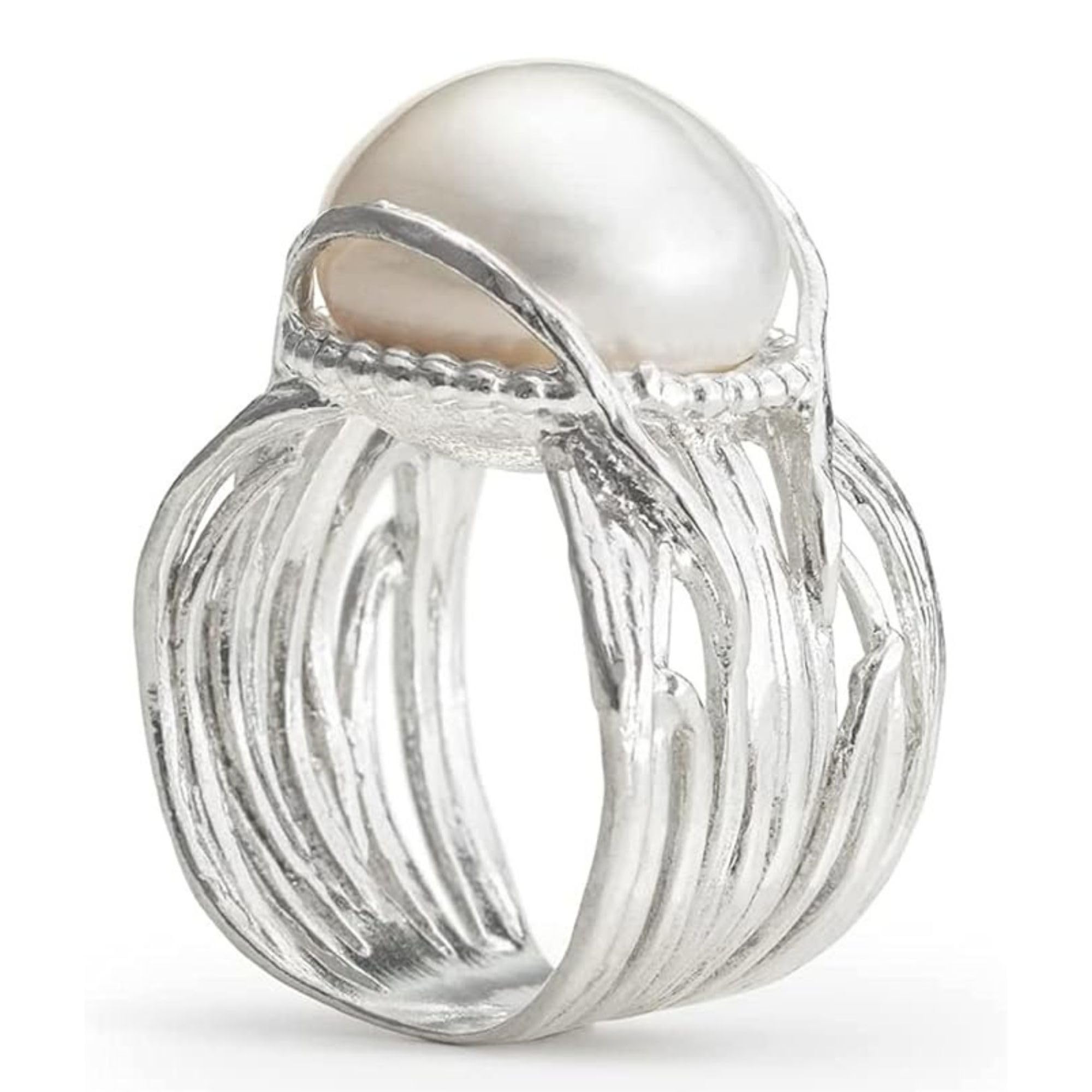 Joolala Solo Ring Cultured Pearl 925 Sterling Silver Ring Elegant and Stylish Design – Various Models – Gorgeous vintage Finish – Ideal Promise Ring, Engagement, Anniversary (7)