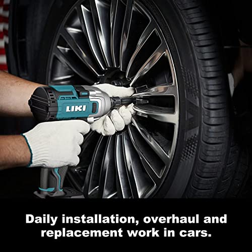LIKI Cordless Impact Wrench 1/2",1/2 Impact Gun Brushless Impact Driver 300 Ft-lb High Torque 3000 RPM, 20V Electric Impact Wrench Kit with 1 Hour Fast Charger