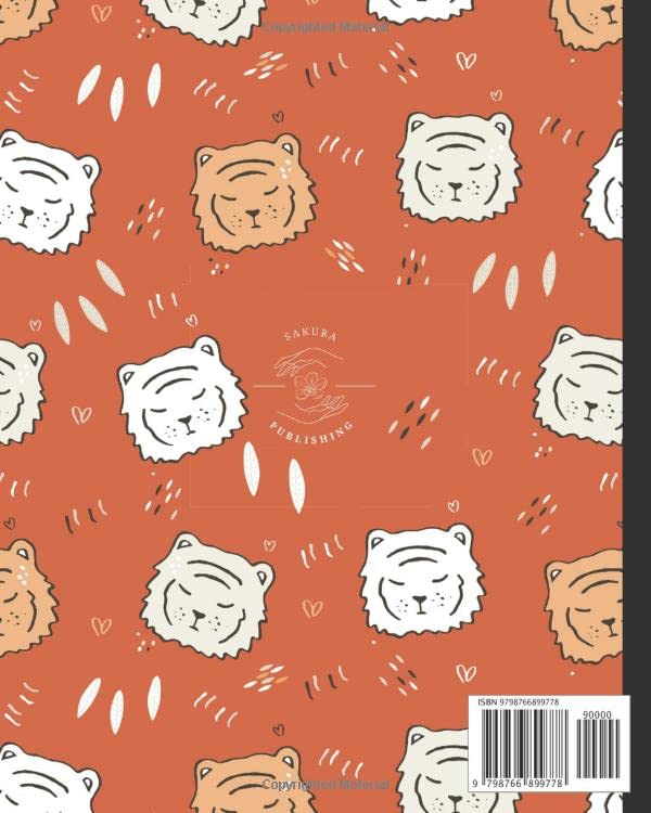 Kawaii Tiger Composition Notebook Journal : College Ruled 110 Pages: 8 x 10, Cute Tiger Stationery, Animal Print Journal, Cat School Notebook