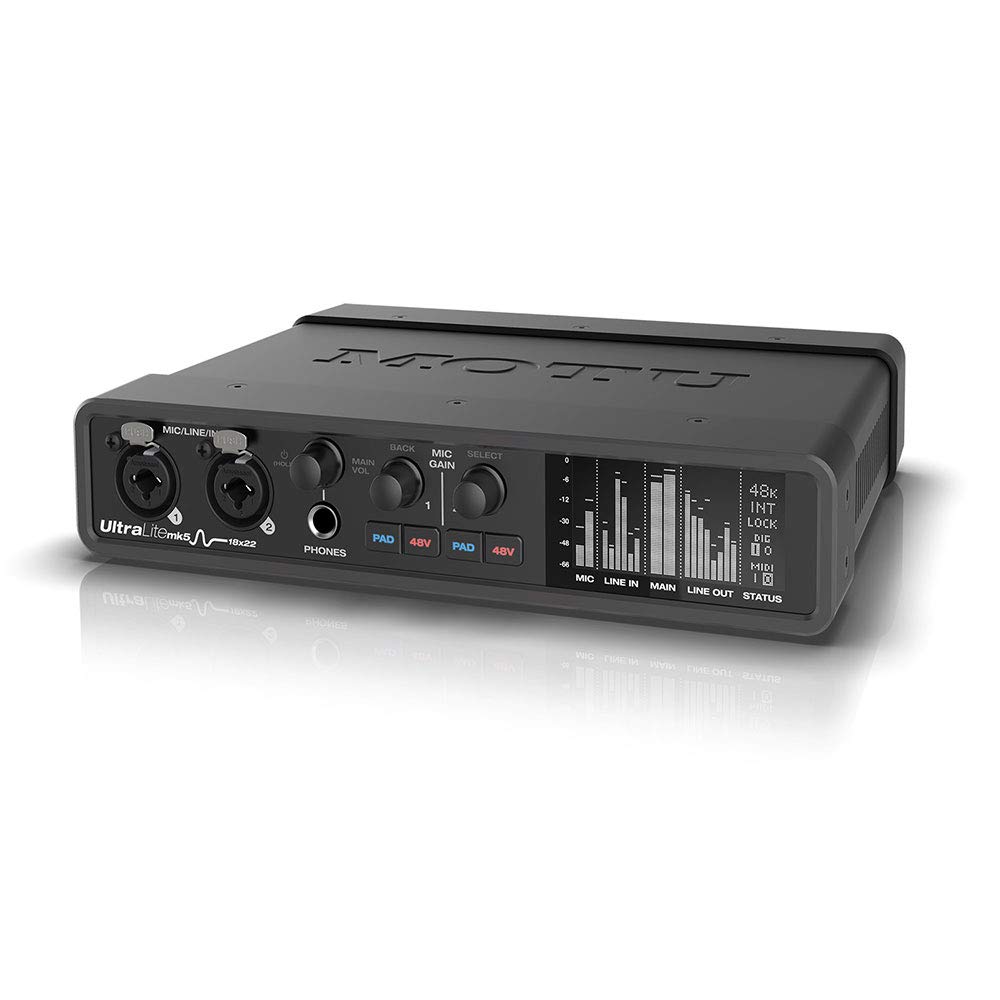 MOTU UltraLite-mk5 Desktop 18x22 USB Type-C Audio/MIDI Interface Bundle with IOGEAR USB Type-C To USB Type-C Cable and 20" XLR-XLR Cable