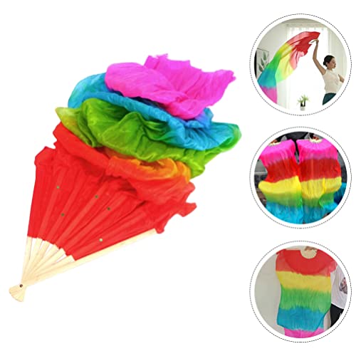 JOPESA Belly Dancing Fan Long Silk Yangko Fan Silk Fan Veils Dance Folding Fan Women Chinese Belly Dance Fan for Halloween Carnival Performance/471