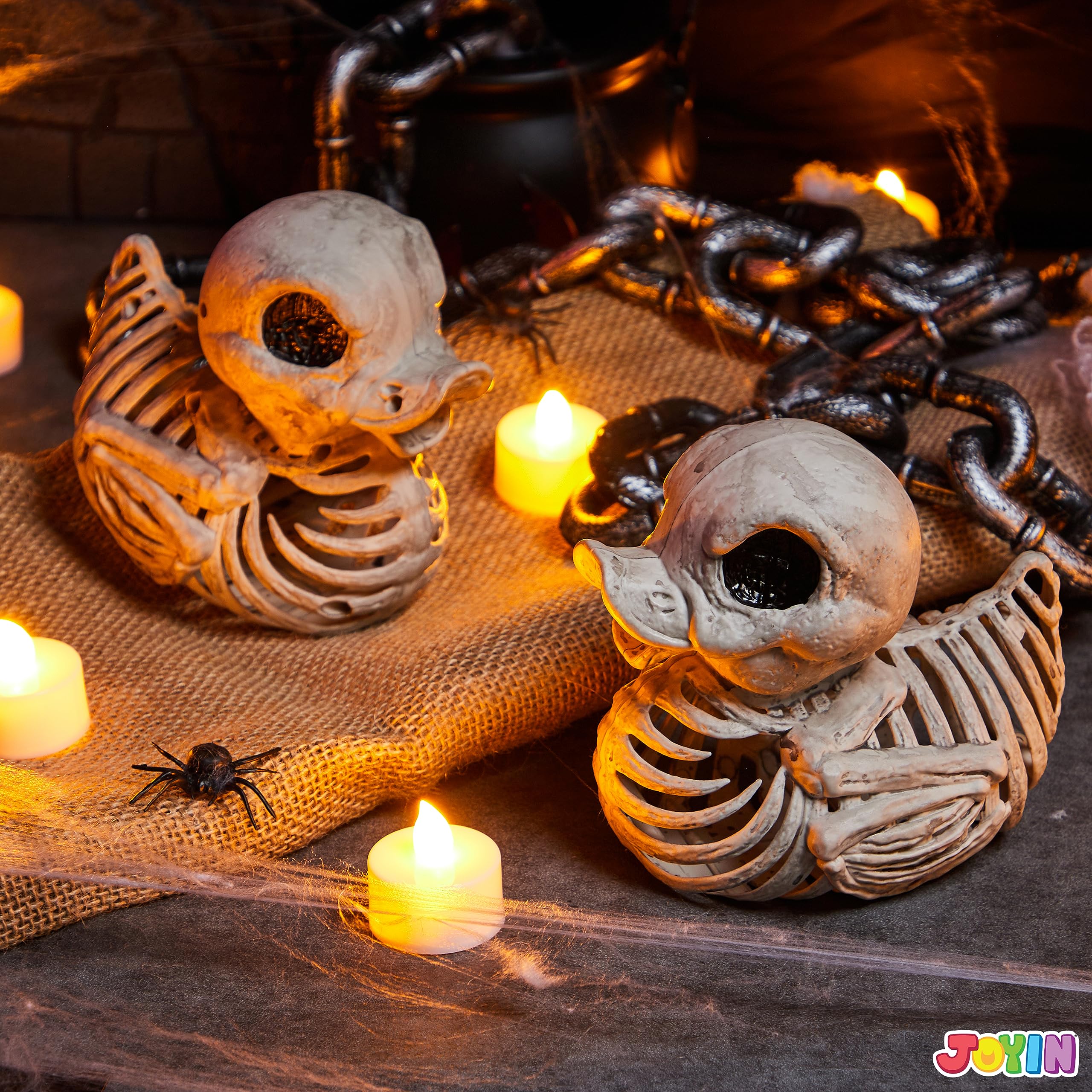 JOYIN 2 PCS 4.5” Halloween Duck Skeleton Plastic Bones for Spooky Halloween Decor, Indoor Outdoor Prop