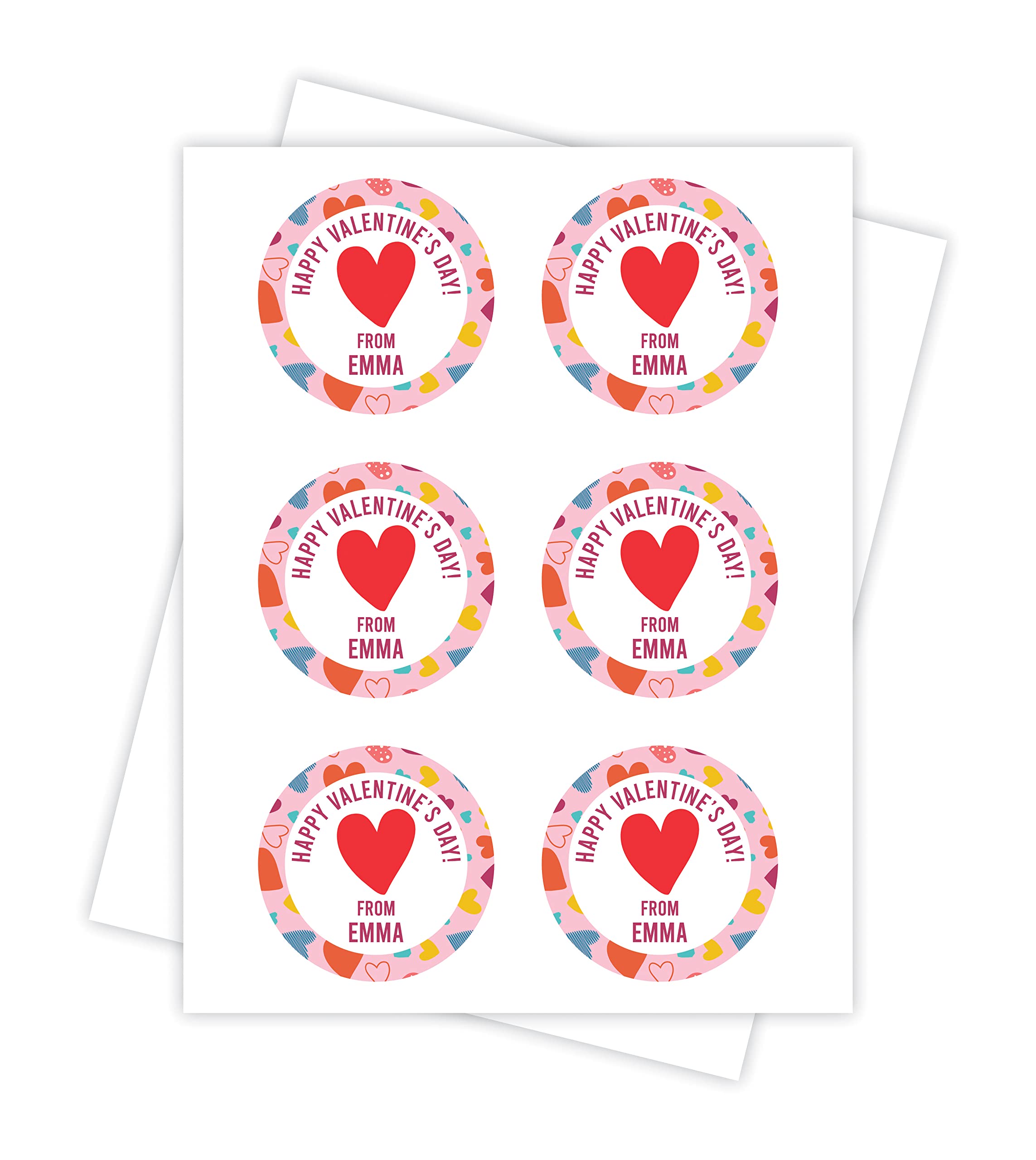 Personalized Valentine's Day Stickers, Custom Happy Valentine's Day Stickers, Valentines Labels, Round Valentines Party Favors, Gift Sticker, VP2304