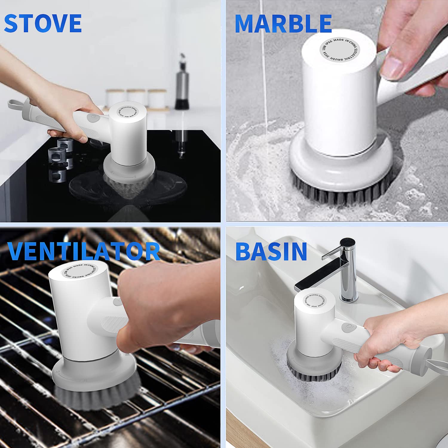 PTILOTD Electric Spin Scrubber, Dual-Speed Electric Cleaning Brush with 5 Replaceable Brush Heads for Cleaning Kitchen/Wall/Window/Sink/Dish/Grout Outdoors Indoors
