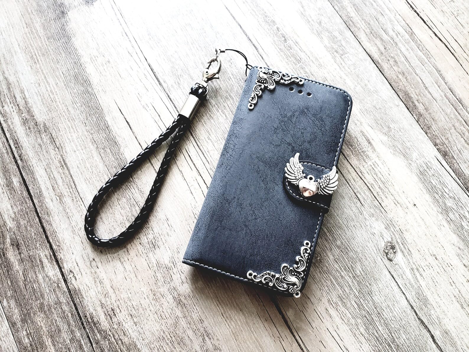 Heart angel wing phone leather wallet removable case for iPhone X XS XR 11 12 13 14 Pro Max Galaxy S23 S22 S21 S20 Ultra Note 20 10 Plus Mn1282