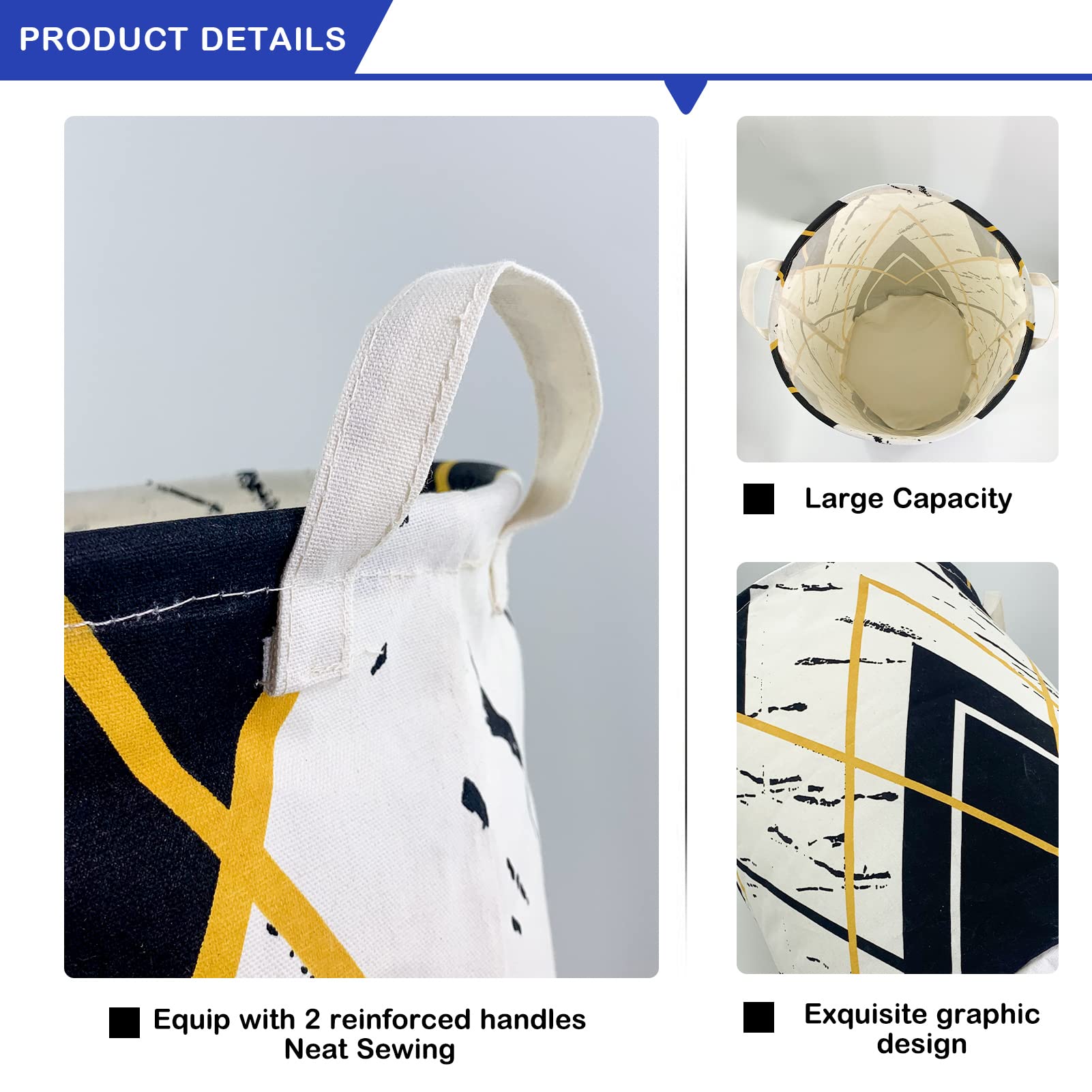 Homele Large Collapsible Laundry Basket, Waterproof Laundry Hamper, Canvas Fabric Storage Basket Toy Storage Bin Organizer Nursery Hamper for College Dorm Bedroom Bathroom (Geometric Triangles)