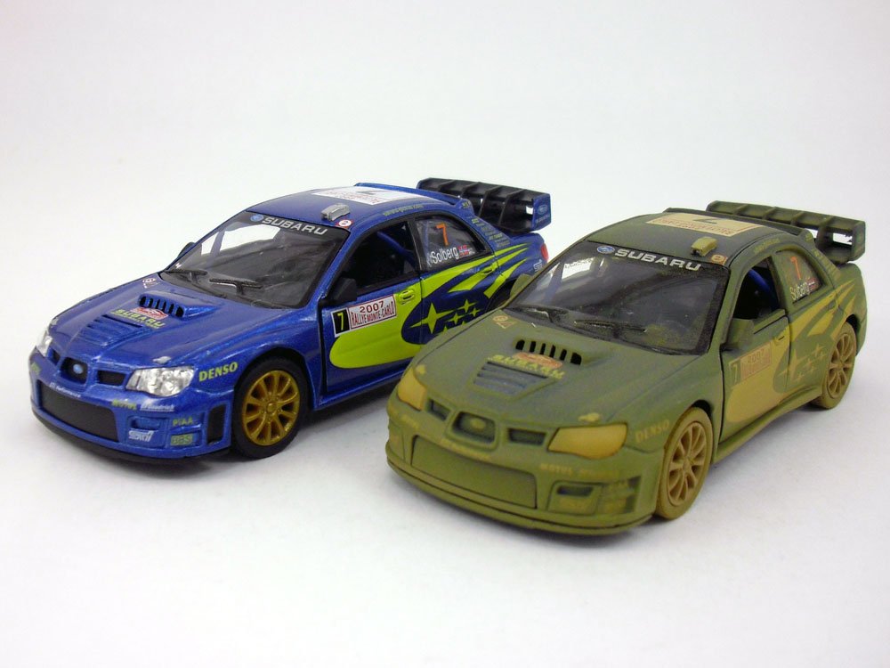 KiNSMART 2007 Impreza WRC 5" 1/36 Scale Die Cast Metal Model Toy Raly Car SetOf2 Clean and Dirty Version