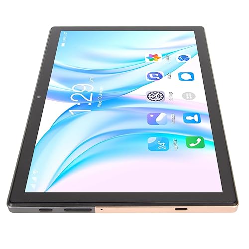 Jopwkuin FHD Tablet, 2 in 1 8 Core CPU 100-240V 8GB RAM 256GB ROM Gold 10.1 Inch Tablet Supports Fast Charging for Reading (US Plug)