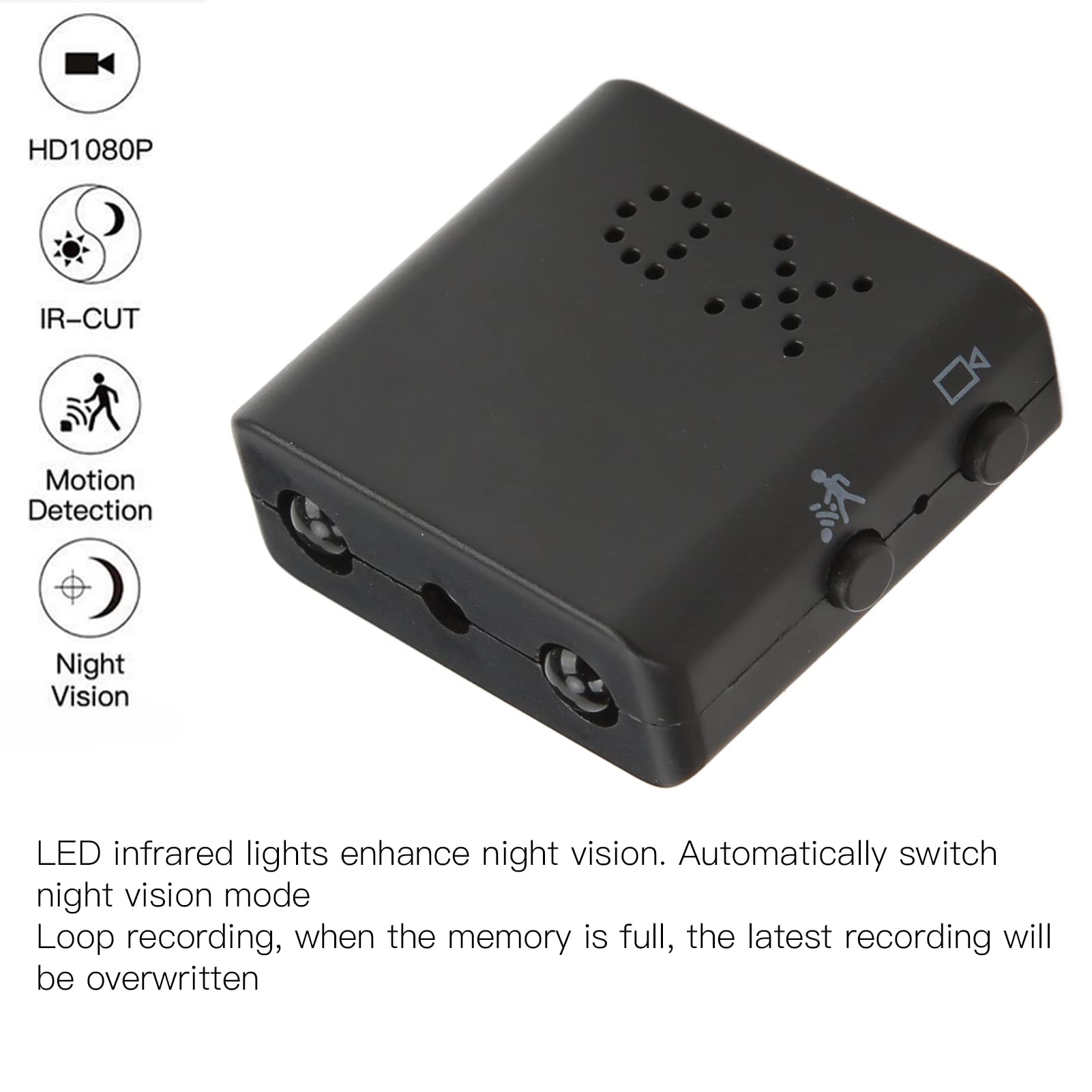 Mini Video Camera, 1080P High Definition Night Vision Security Camcorder, Motion Detection Camera with Loop Recording for Home, Office, Car