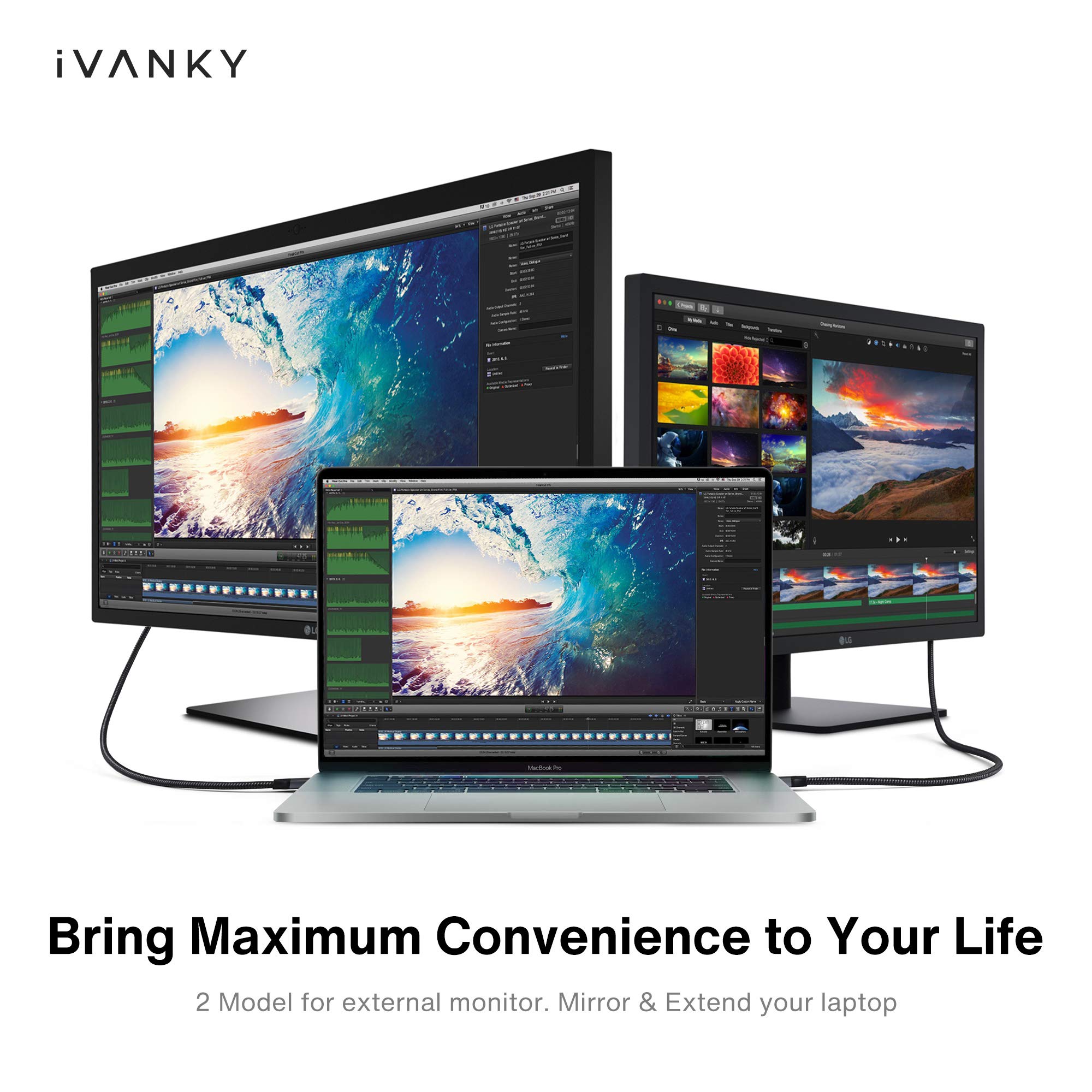 IVANKY USB C to HDMI Cable 4K@60HZ 10FT Thunderbolt 3 to HDMI Cable,Compatible with MacBook Pro/Air, Surface Book, Samsung Galaxy, iPad Pro 2020, iMac, Dell XPS 13/15, ThinkPad P70 / P50 and More