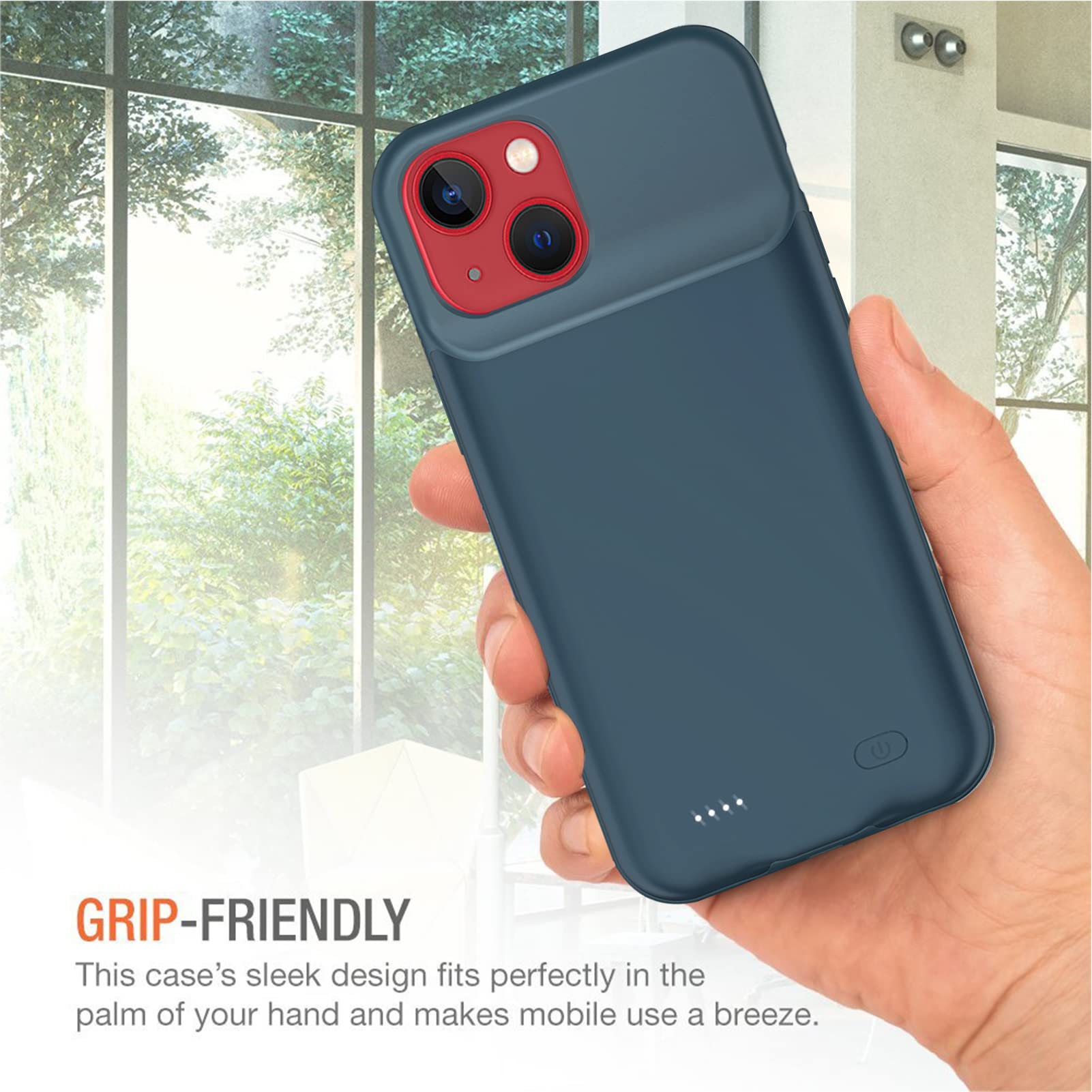 JBUBN Battery Case for iPhone 13s, 7230mAh Slim Portable Rechargeable Battery Pack Charging Case Compatible with iPhone 13 (6.1 inch) Extended Battery Charger Case (Navy Blue)