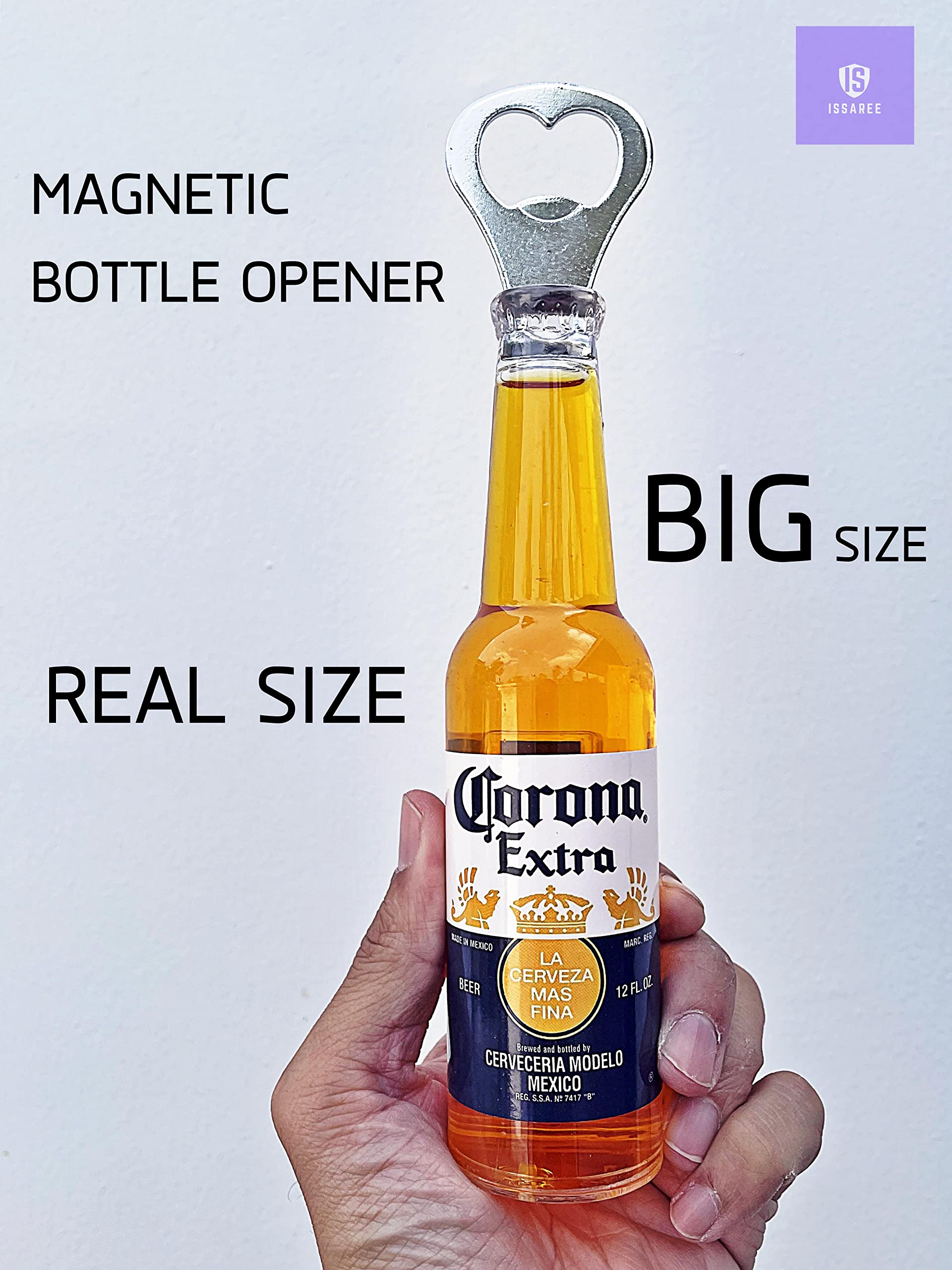 Magnetic Beer Bottle Opener Figure Big Size Beer Bottle Bar Refrigerator Decor Unique Birthday Gifts Collection Tall 21.5 cm (Corona Extra)