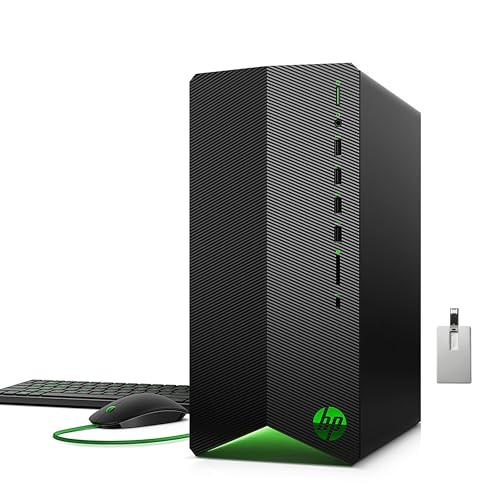 HP 2022 Pavilion Gaming Desktop Computer, Intel Core i5-10400F CPU, 16GB RAM, 512GB PCIe SSD, NVIDIA GeForce RTX 3060 Graphics, Keyboard&Mouse, Win 11 Pro, Black, 32GB Snowbell USB Card