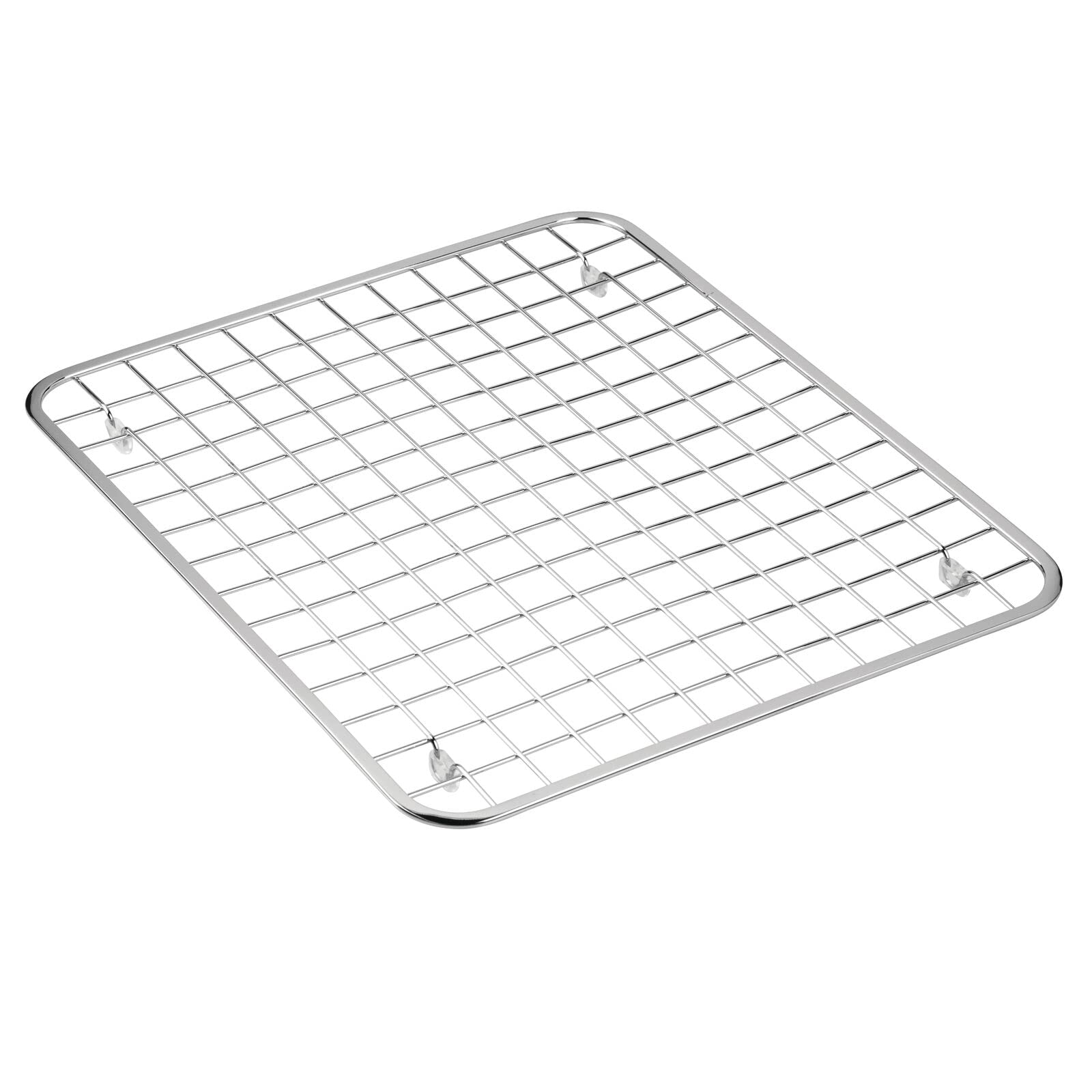 mDesign Modern Metal Wire Protective Kitchen Sink Raised Drying Mat/Grid for Countertop - Dry Dishes, Cups, Plates, Mugs - Easy to Clean - Unity Collection - 2 Pack - Chrome