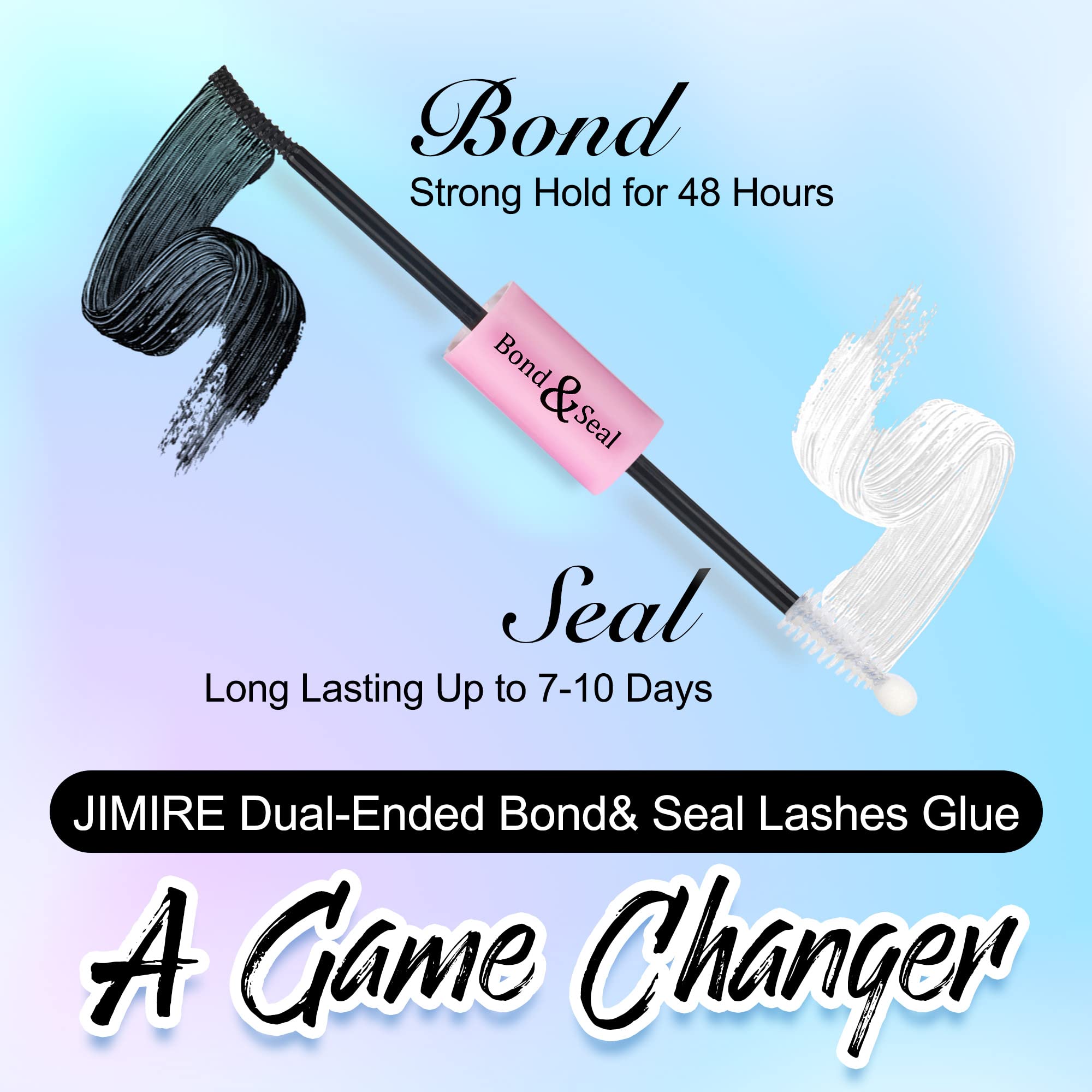 JIMIRE Bond and Seal Lash Glue for Lash Clusters DIY Eyelash Clusters Strong Hold Eyelash Adhesive 10ml 2 in 1 Waterproof Lash Glue for DIY Eyelash Extensions at Home