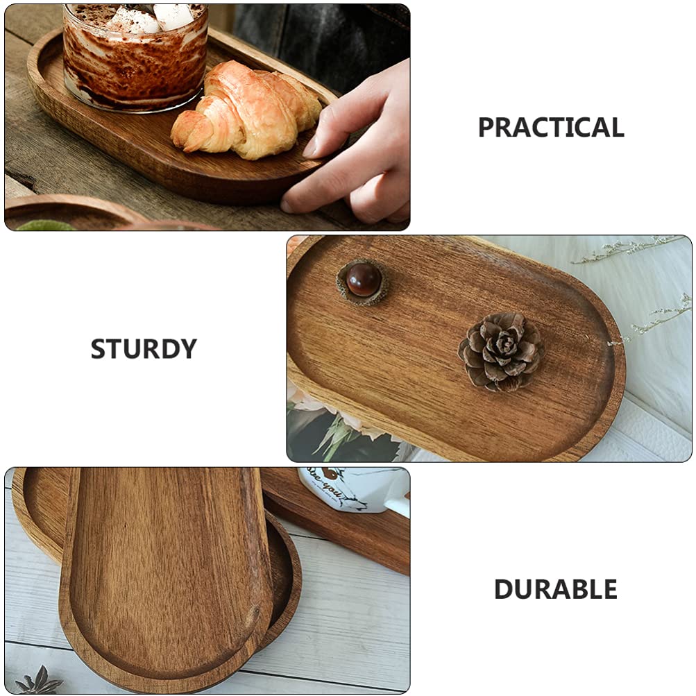 Ipetboom Sandwich Bread Pan 2pcs Wooden Decorative Tray Retro Style Food Dinner Dish Tray Wood Breakfast Oval Tray Fruit Vegetable Plate Jewelry Storage Dish for Home Kitchen Bedroom Sushi Platter