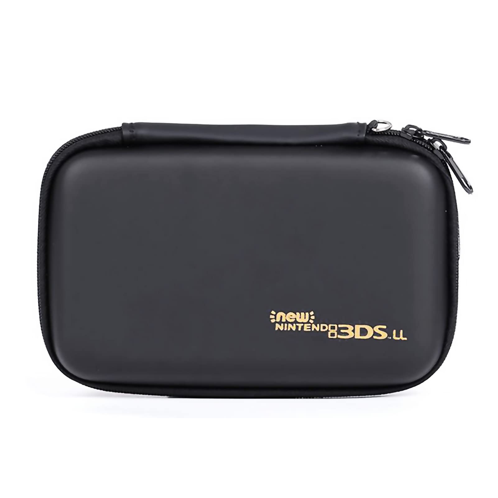 New3DSXL Hard Carrying Case Storage Bag Black Color Replacement, Compatible with for Nintendo New New3DS XL/LL New3DSLL Handheld Console, Shockproof EVA Protective Carry Pouch Gold Text
