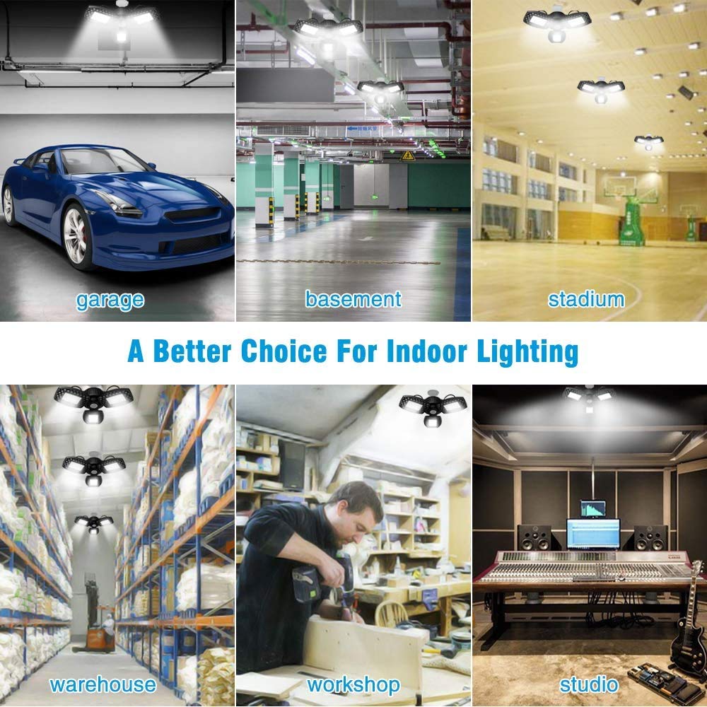 HRB LED Garage Light Upgrade Garage Light Garage Lights Ceiling LED Shop Light 60W Deformable Garage Lights LED, for Shop, Workshop, Garage