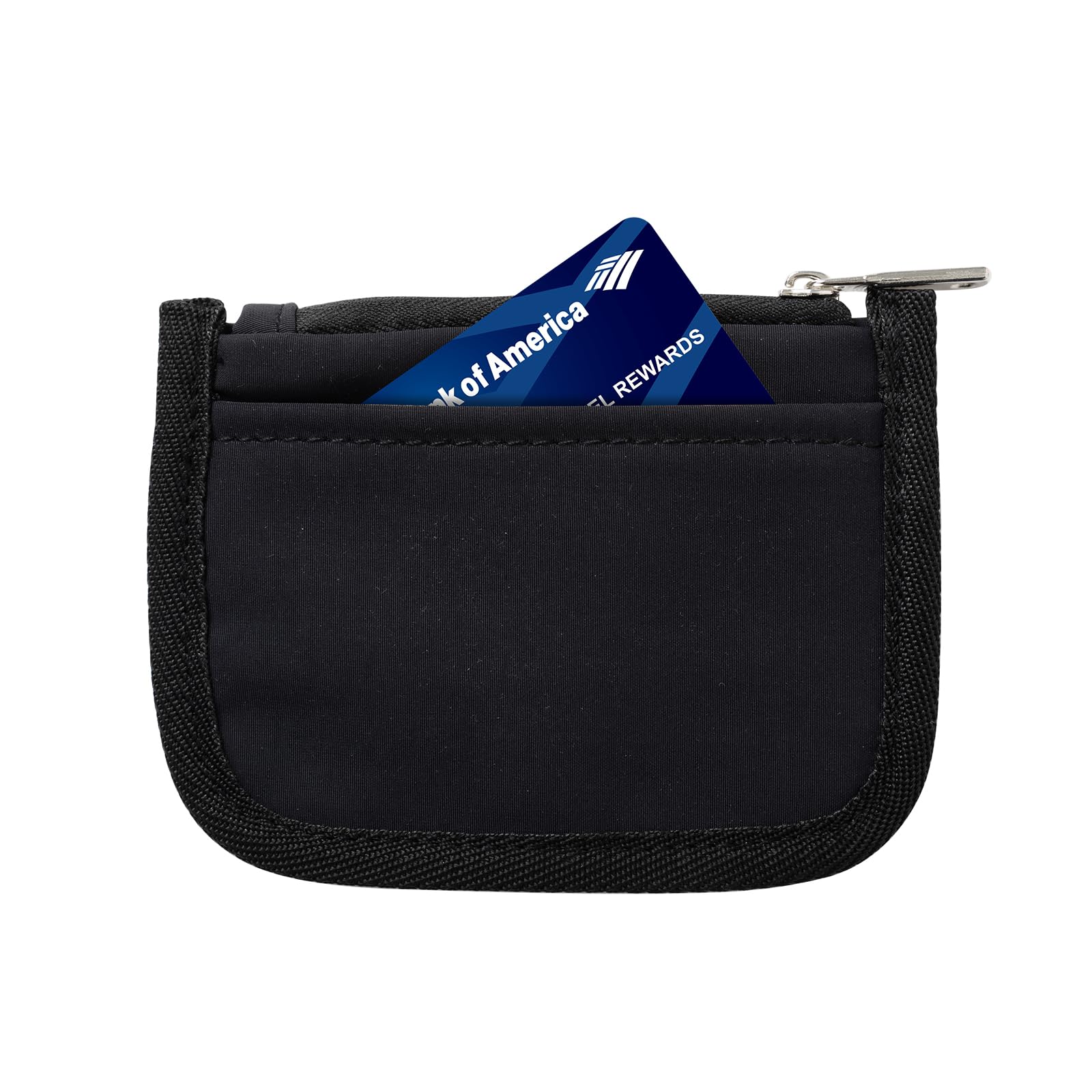 Mum's memory Slim Minimalist Wallet Card Holder for Men & Women,Zippered front and rear 4-pocket wallet Card Holder,RFID Pocket Card Holder Wallet(Black)