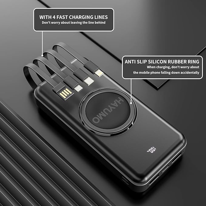 HAYUMO Power Bank, Portable Fast Charger Power Bank, 20000mAh with 22.5W High-Speed Charging, 2-Way Output and 2-Way Input, Compatible with iPhone, Samsung, iPad (Black 1 Pack)