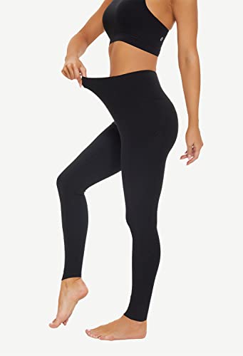 KYRIAD Full Length Seamless Athletic Running Workout Leggings for Women with 3 Pockets High Waisted Exercise Compression Yoga Pants Obsidian Black XS