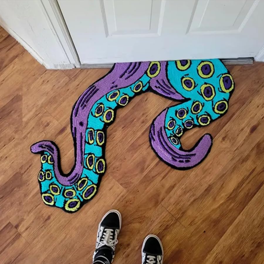 MSTOFFY Cute Tentacle Octopus Small Unique Non Slip Area Rug Door Mat Trendy Preppy Funny Rugs for Living Room Indoor Mat Welcome Doormat Indoor Carpet Funky Decorative Mats