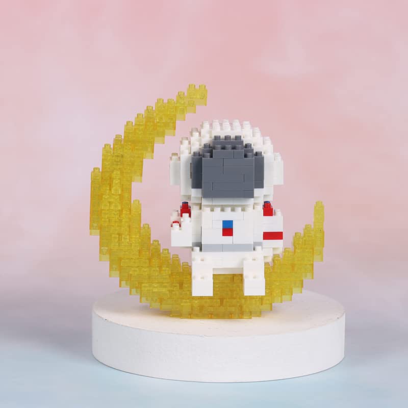 Micro Building Blocks Astronaut Model with Light Building Toy, Micro Building Kits for Kids or Adult Gifts, Spaceman on The Moon Mini Blocks Set DIY Bricks Toys