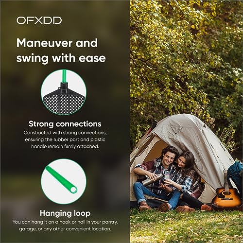 OFXDD Rubber Fly Swatter, Long Fly Swatter Pack, Fly Swatter Heavy Duty, Green Color (3 Pack)