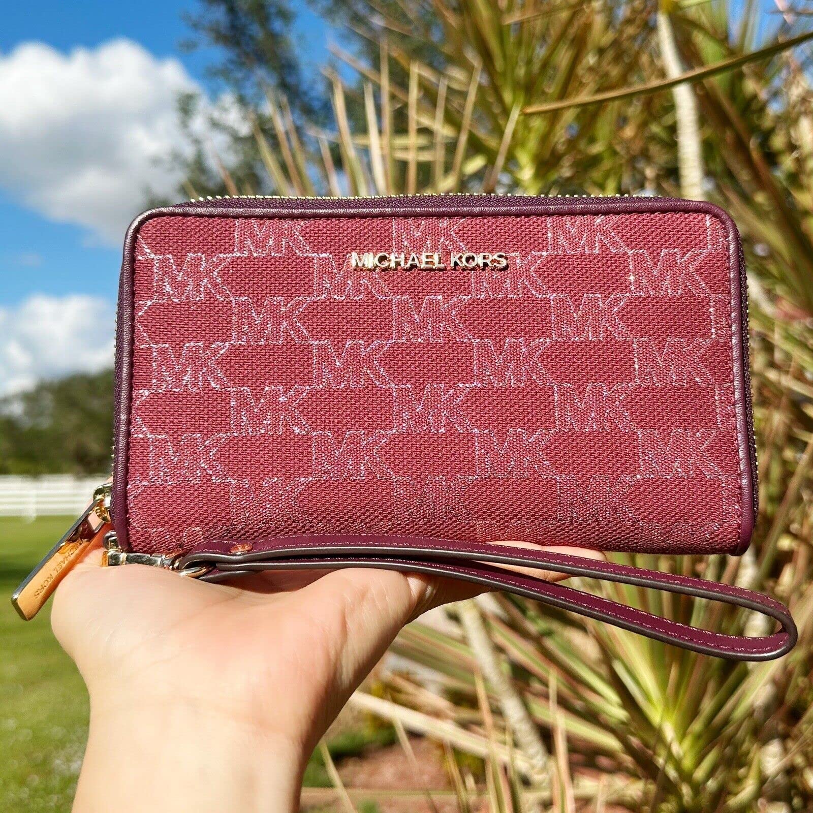 Michael Kors Jet Set Travel Large Phone Case Wristlet Wallet MK Mulberry Multi
