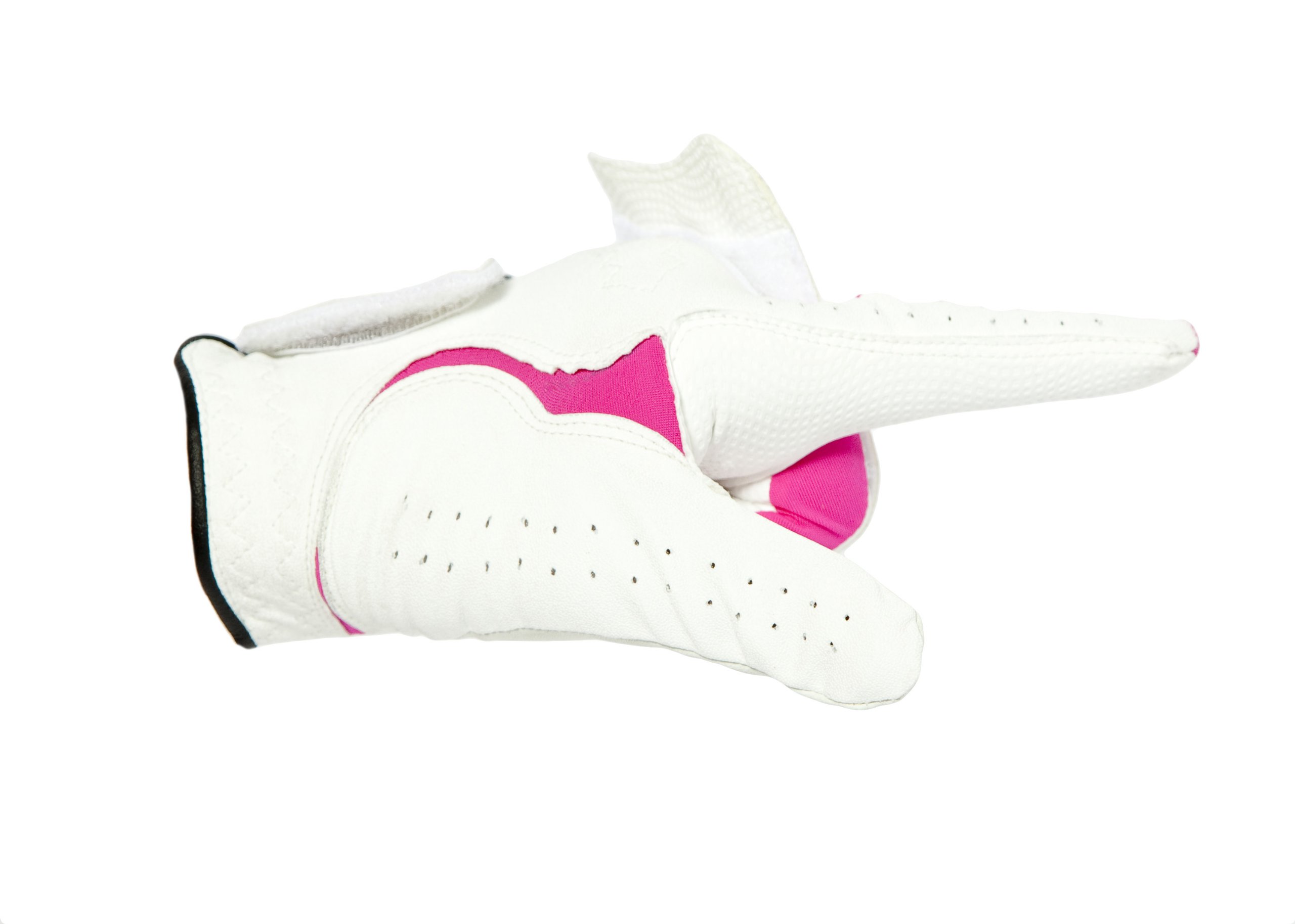 Grip-Par women’s golf glove for training recommended by PGA Professionals– R&A Approved – Extra Large – Right hand – Synthetic Leather - White/Pink Trim