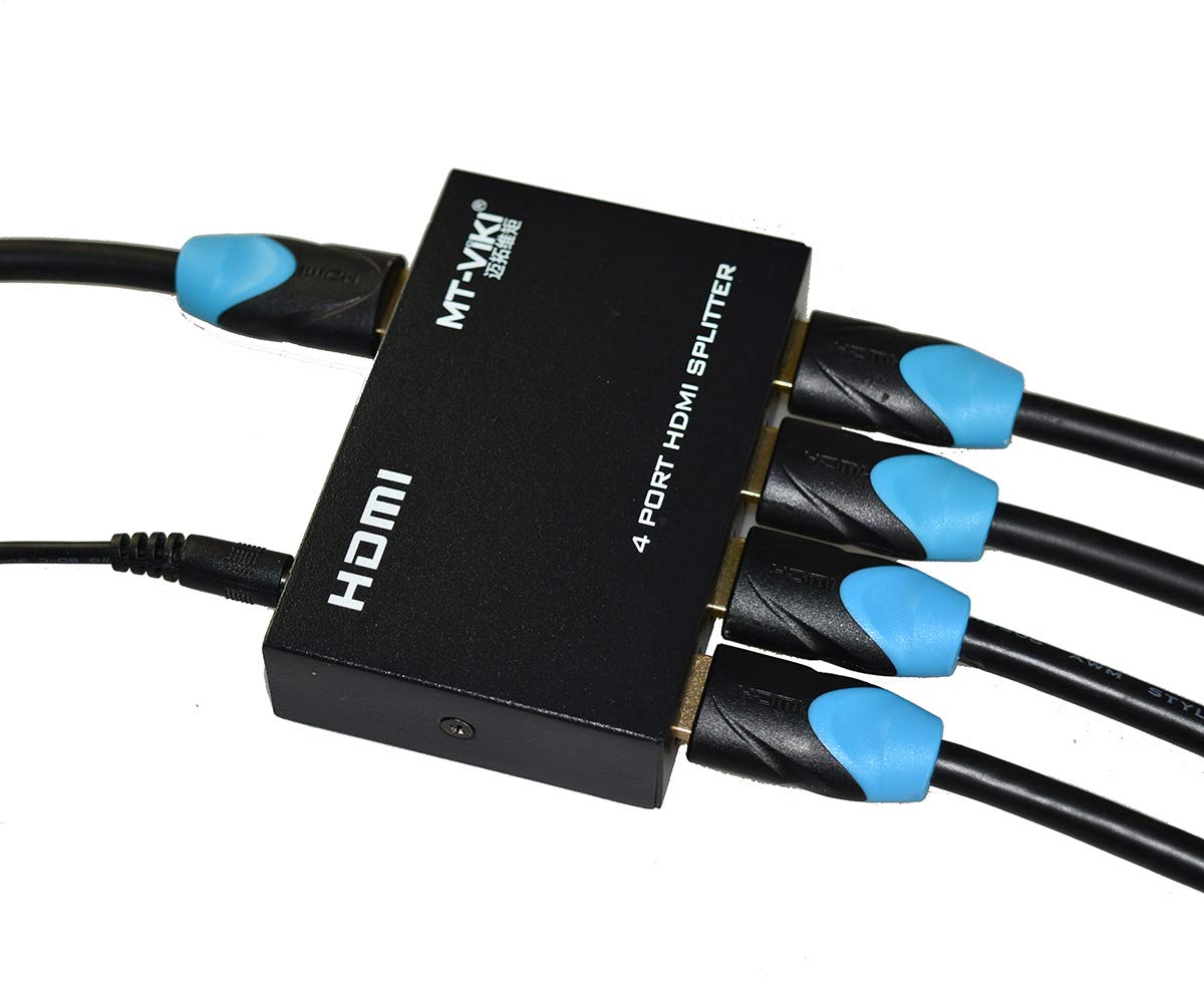 MT-VIKI HDMI Splitter 1 in 4 Out + 10ft 4K HDMI 2.0 Cable